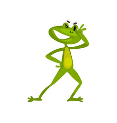 Little funny jumping frog green cute amfibian Vector Image