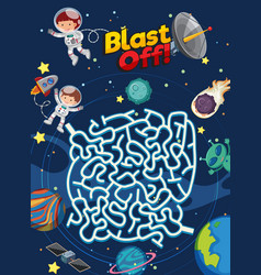 Word design for blast off with ufo flying Vector Image