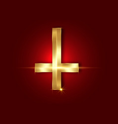 Cross light shiny cross with golden frame Vector Image