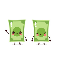 Cute sad money banknote ask help Royalty Free Vector Image