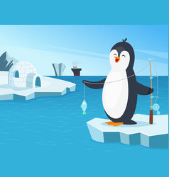 Penguins and fish collection Royalty Free Vector Image