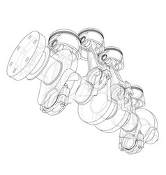 Engine block with parts Royalty Free Vector Image