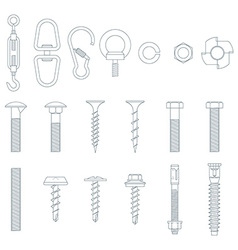 Nut and bolt outline Royalty Free Vector Image