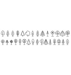 Set minimal trees linear icons Royalty Free Vector Image