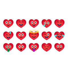 Valentines day emoticon icons Love emoji set Vector Image