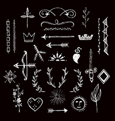 Hand drawn vintage elements collection Royalty Free Vector