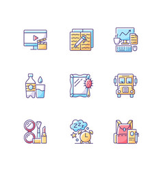 Daily schedule and routine rgb color icons set Vector Image