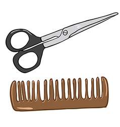Scissors and comb for hair Royalty Free Vector Image