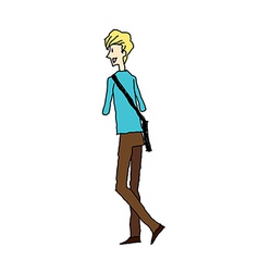 Side view boy standing Royalty Free Vector Image