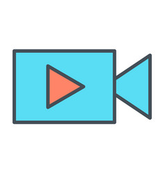 Video camera with play button silhouette icon Vector Image