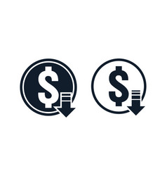 Dollar arrow decrease icon money arrow symbol Vector Image