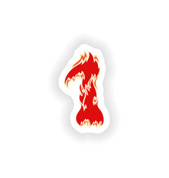 Sticker fiery font red number 7 on white Vector Image