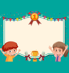 Border template with happy kids at party Vector Image