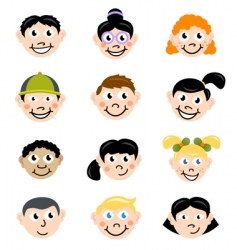 Cartoon children faces Royalty Free Vector Image
