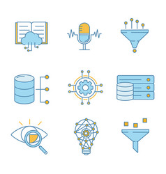 Big data analytics isometric icon set Royalty Free Vector