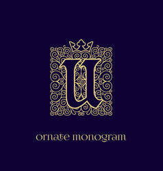 Monogram with crown n Royalty Free Vector Image