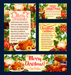 Christmas dinner banner with winter holiday food Vector Image