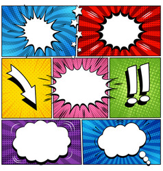 Comic colorful blank speech bubbles set Royalty Free Vector