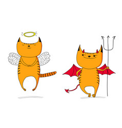 Angel and devil pretty girl with horns and wings Vector Image