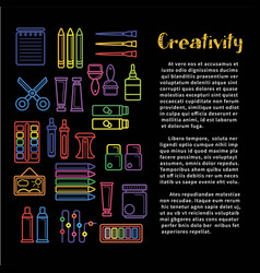 Kids creativity poster of art and drawing tools Vector Image