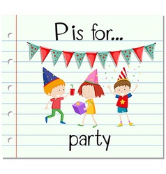 Flashcard letter p is for play Royalty Free Vector Image