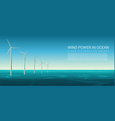 Banner with offshore wind farm Royalty Free Vector Image