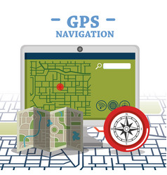 Desktop computer with gps navigation software Vector Image