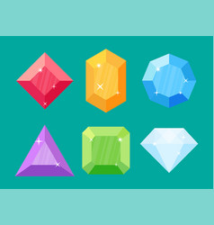 Cartoon gem and diamond icon rainbow color Vector Image
