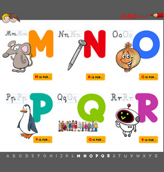 Educational cartoon alphabet letters set from m Vector Image
