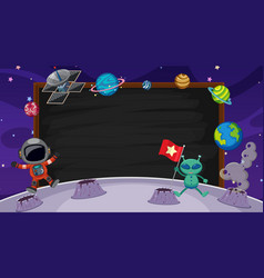 Border template with planets in space background Vector Image