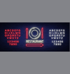 Food night set neon sing label and logo romantic Vector Image