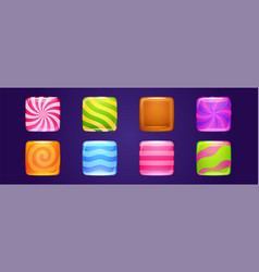 Candy game icons cartoon ui sweets set Royalty Free Vector