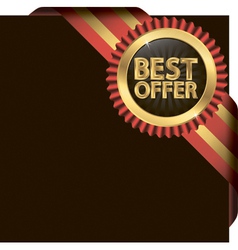 Best offer golden label with ribbons Royalty Free Vector
