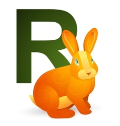 R Rabbit cartoon and alphabet for children to Vector Image
