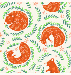 Fox seamless pattern Royalty Free Vector Image