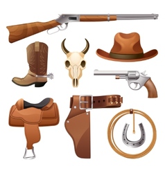 Cowboy objects set Royalty Free Vector Image - VectorStock