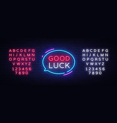 Good luck neon sign good luck design Royalty Free Vector