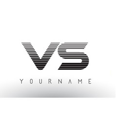 Vs black and white horizontal stripes letter logo Vector Image