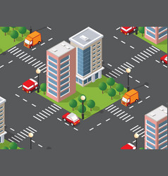 Seamless urban plan pattern map isometric Vector Image