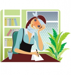 Pop art business woman feeling sick at work Vector Image
