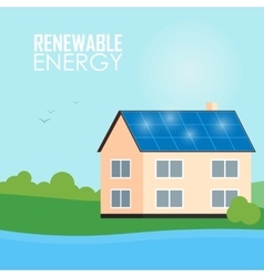 Renewable energy banner Solar panels on house Vector Image