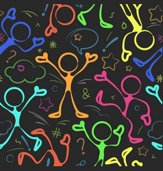 Stick figures color pattern Royalty Free Vector Image