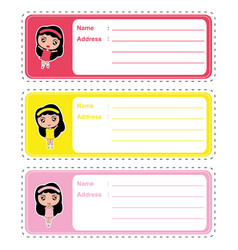Address label cartoon with cute girl on colorful Vector Image