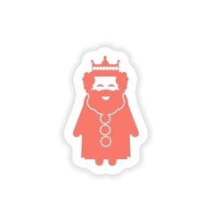 Paper sticker on white background king cartoon Vector Image