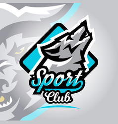 Colorful logo emblem a wolf howling at the moon Vector Image