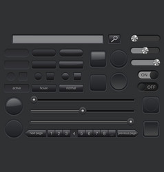 Dark web ui elements buttons switches bars Vector Image
