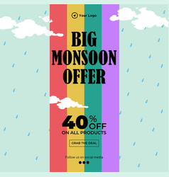 Monsoon sale season rainy and umbrella Royalty Free Vector