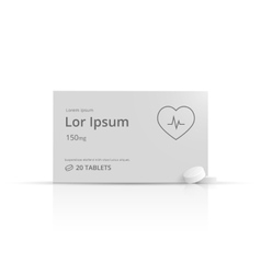 Tablets in blister pack with paper box packaging Vector Image