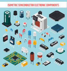 Isometric electronic components transistors Vector Image