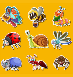 Word insects with many insects on the leaves Vector Image